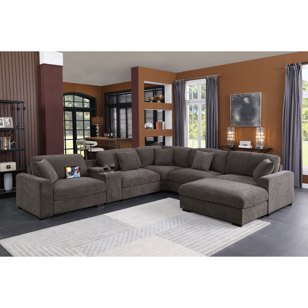 Latitude Run® Modern Upholstered Cloud Modular Corner Sectional Sofa With Consoles | Wayfair